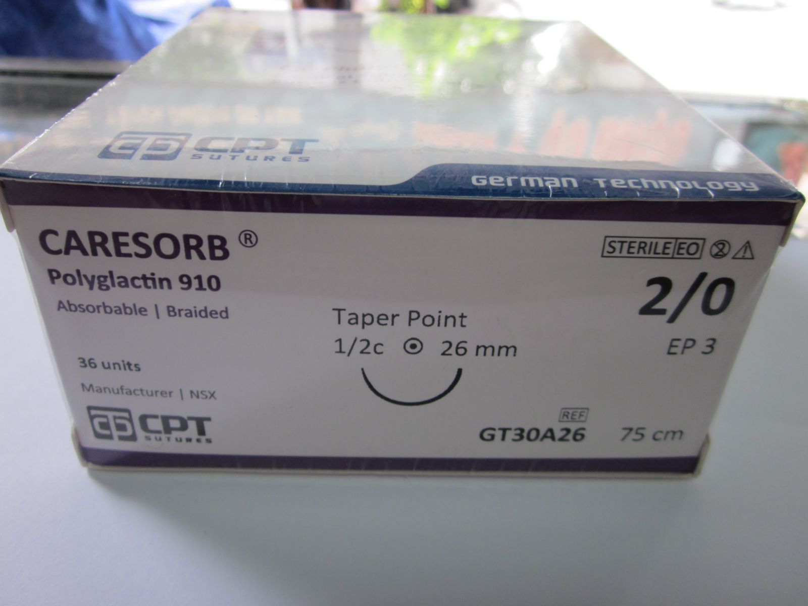 Chỉ phẫu thuật Caresorb Polyglactin 910 số 2/0 GT30A26